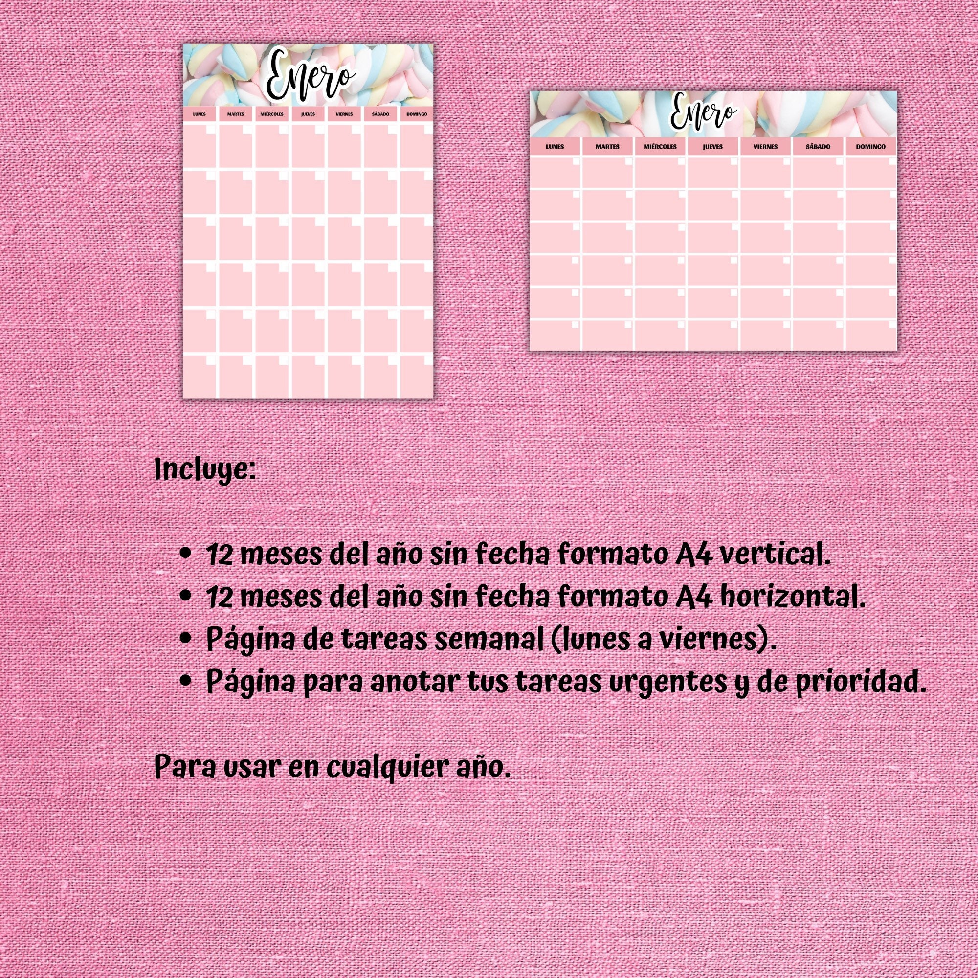 Spanish Printable Undated Calendar, Monthly Printable Calendar in ...