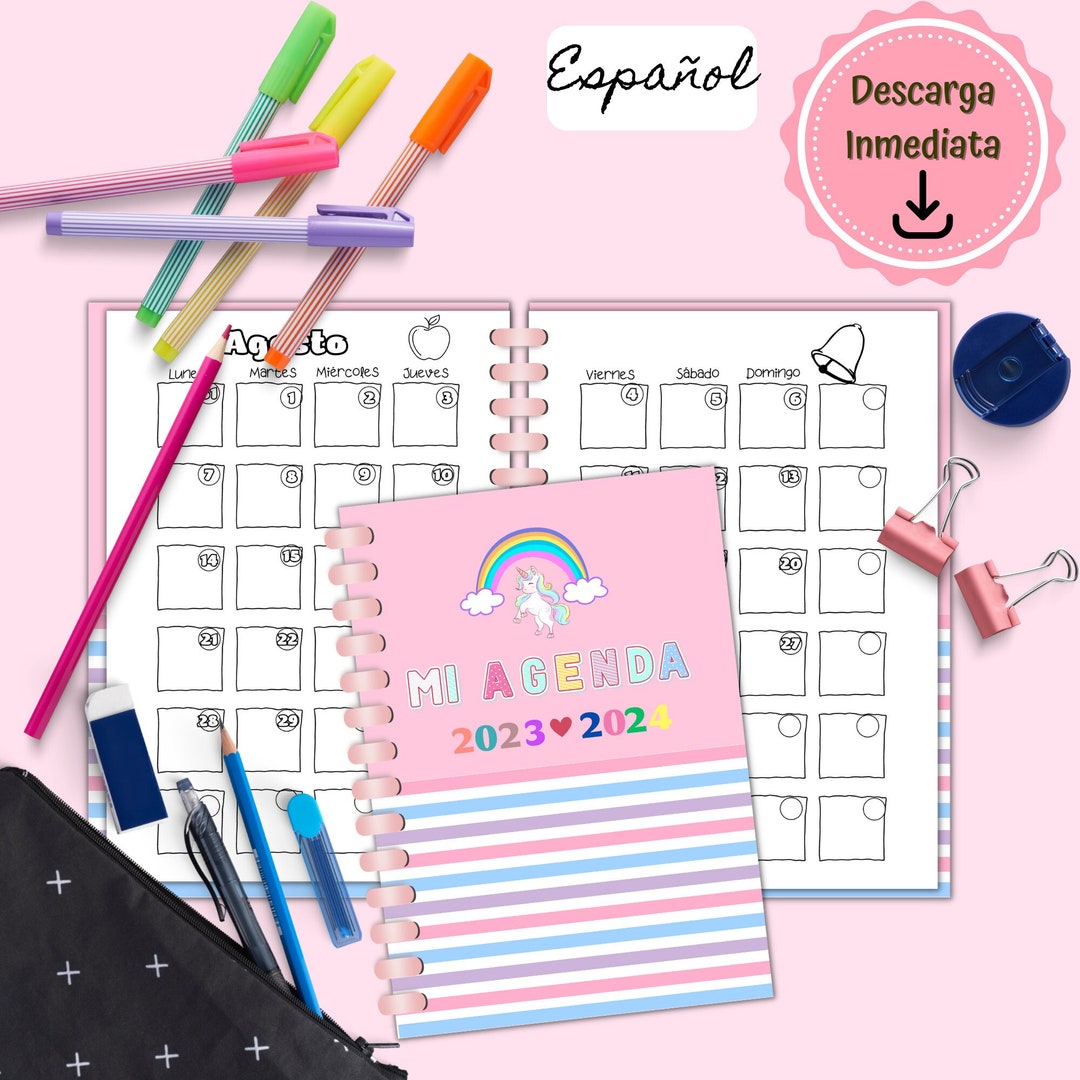 School Agenda in Spanish Homework Organizer for Girls Years 20232024 ...