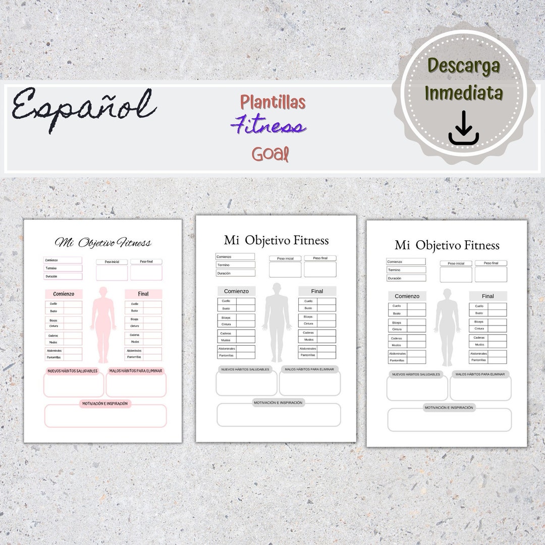 Spanish Fitness Goal Planner Printable, Health Template, Planificador ...