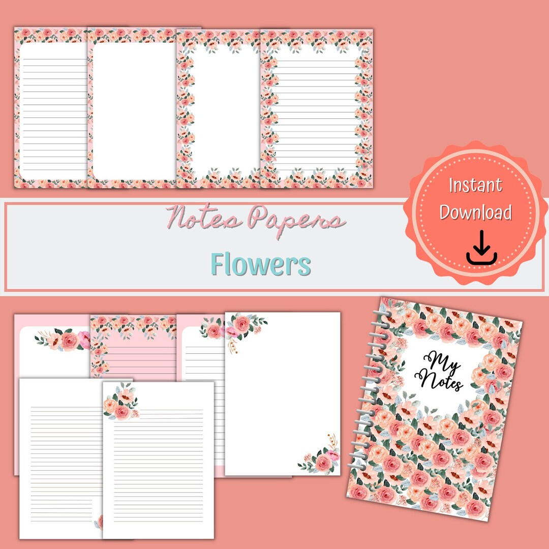 Printable Stationery Paper, Floral Journal Page, Stationery Printable ...