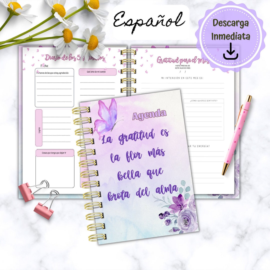 Gratitude Journal in Spanish and Printable Undated Planner, Undated ...
