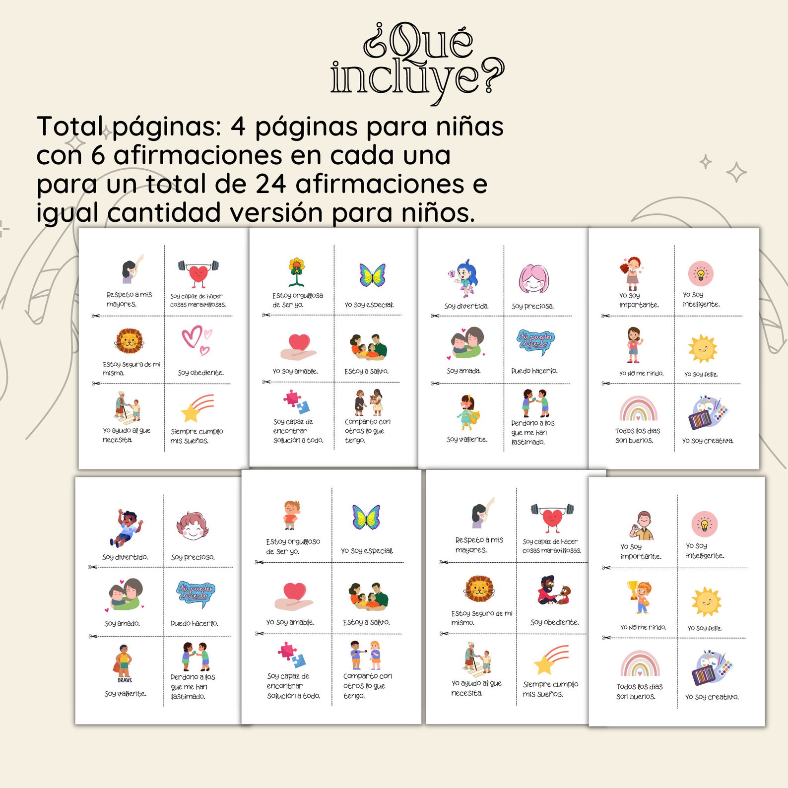 Spanish and English Positive Affirmations for Kids, Positive ...