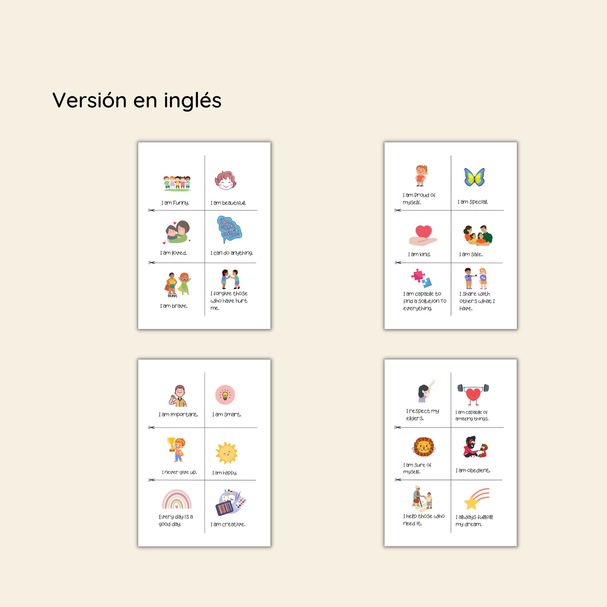 Spanish and English Positive Affirmations for Kids, Afirmaciones ...