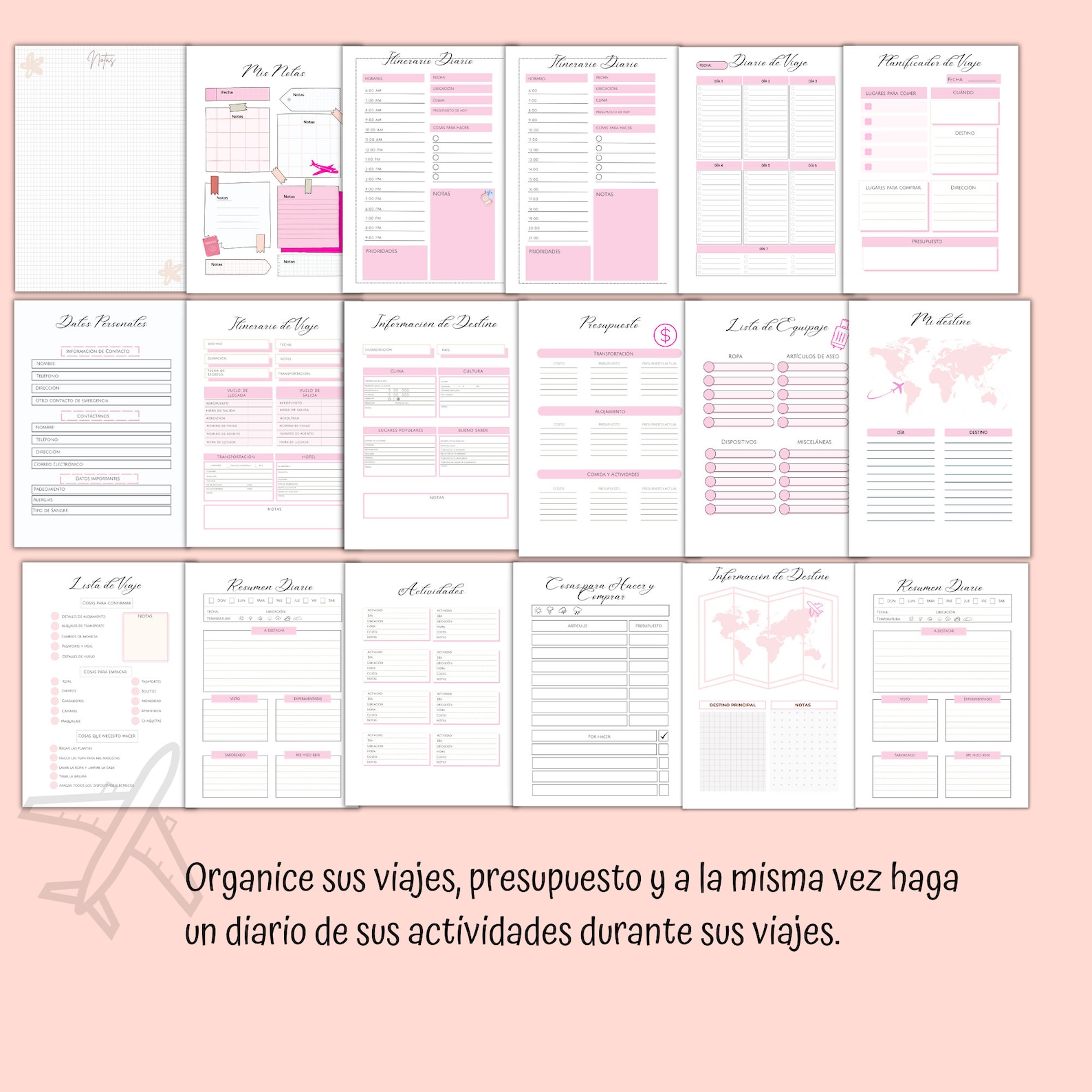 Planificador de viajes digital | Agenda de viajes PDF Descarga digital ...