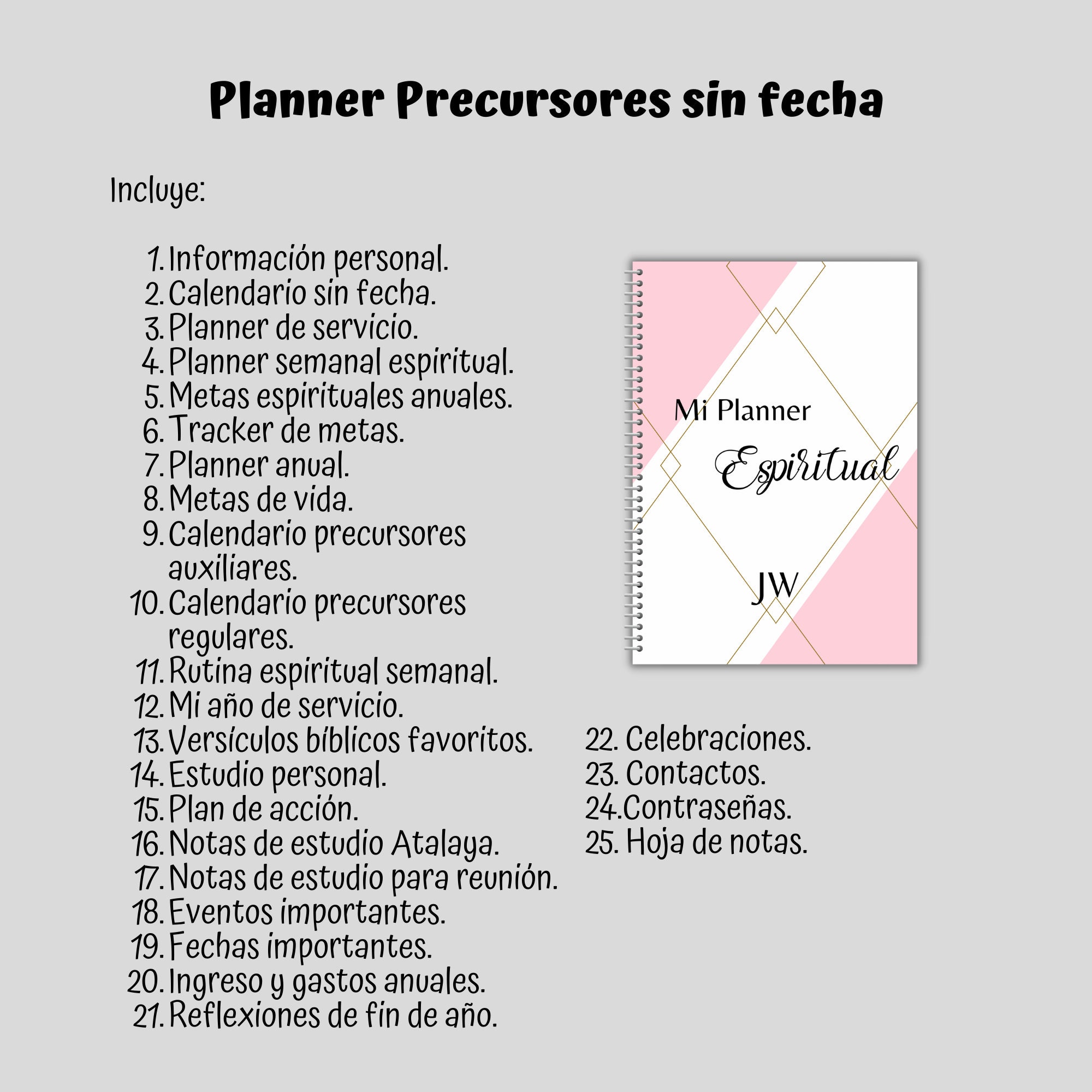 Planner JW en Español, JW Imprimible, Agenda Sin fecha Espiritual para ...