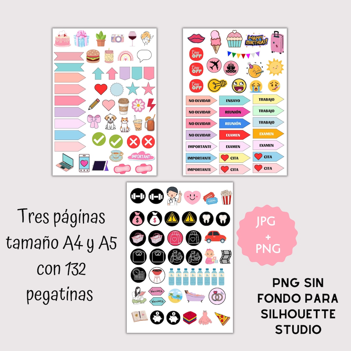 Pegatinas para agendas Imprimibles, Stickers para Agendas Imprimibles ...