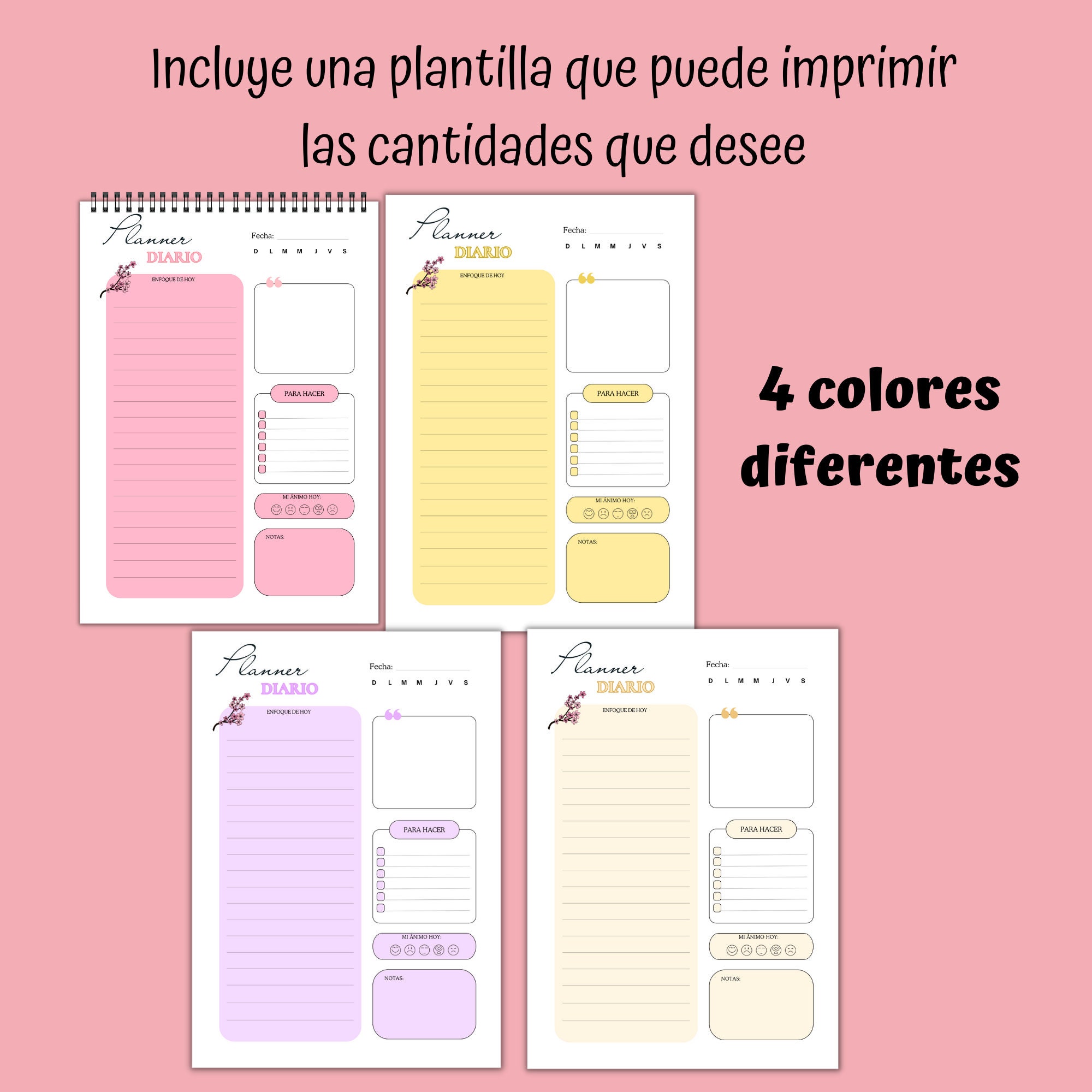 Daily/weekly Planner in Spanish Printable, Daily Planner Template ...