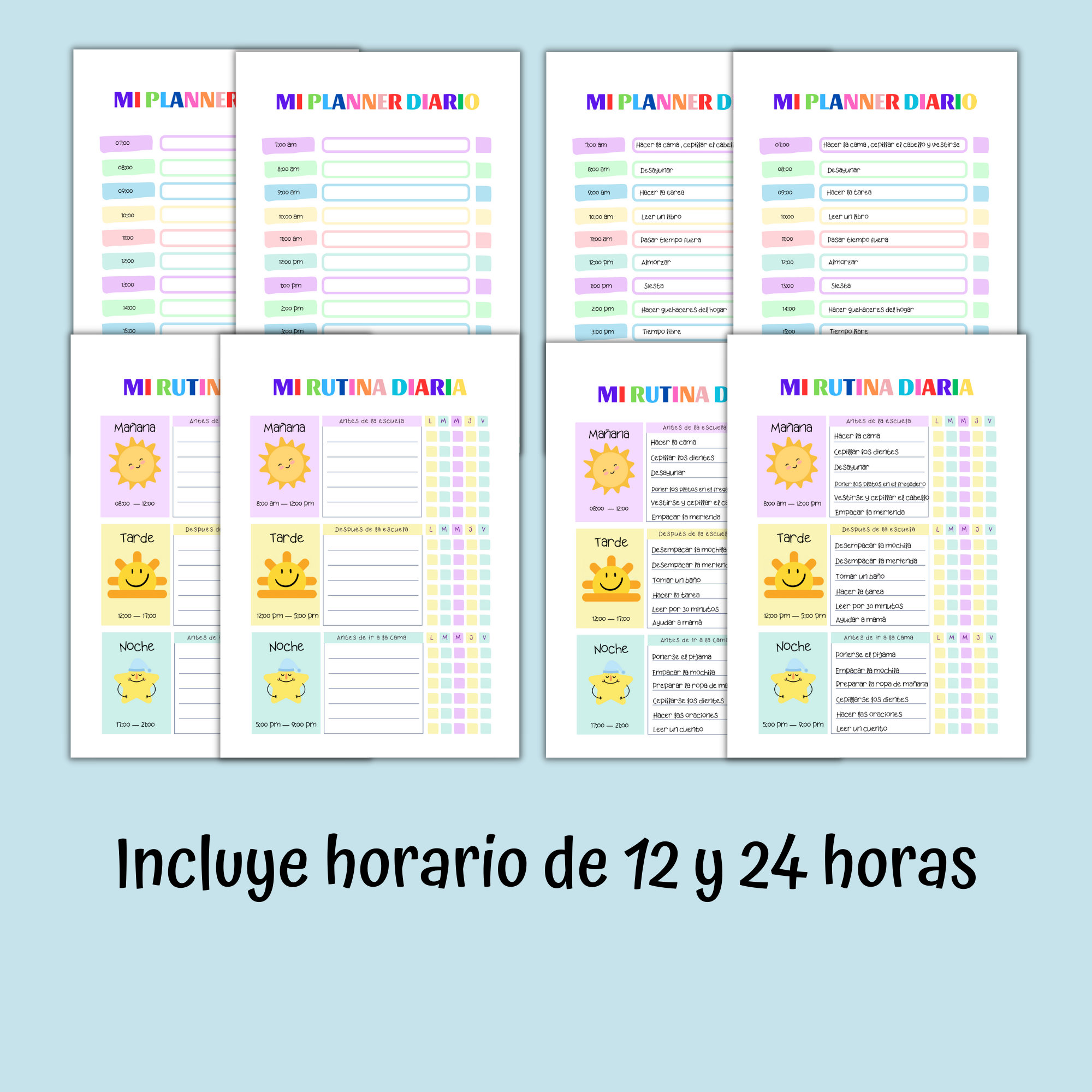 Agenda Tareas en Español para niños, Checklick Diario Rutinas ...