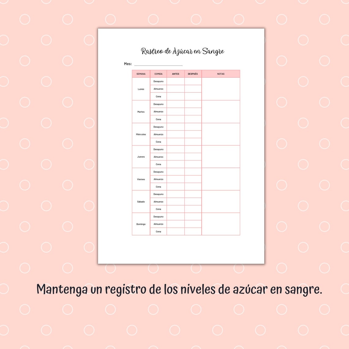 Spanish Blood Sugar Tracker, Spanish Templates, Plantilla para Niveles ...