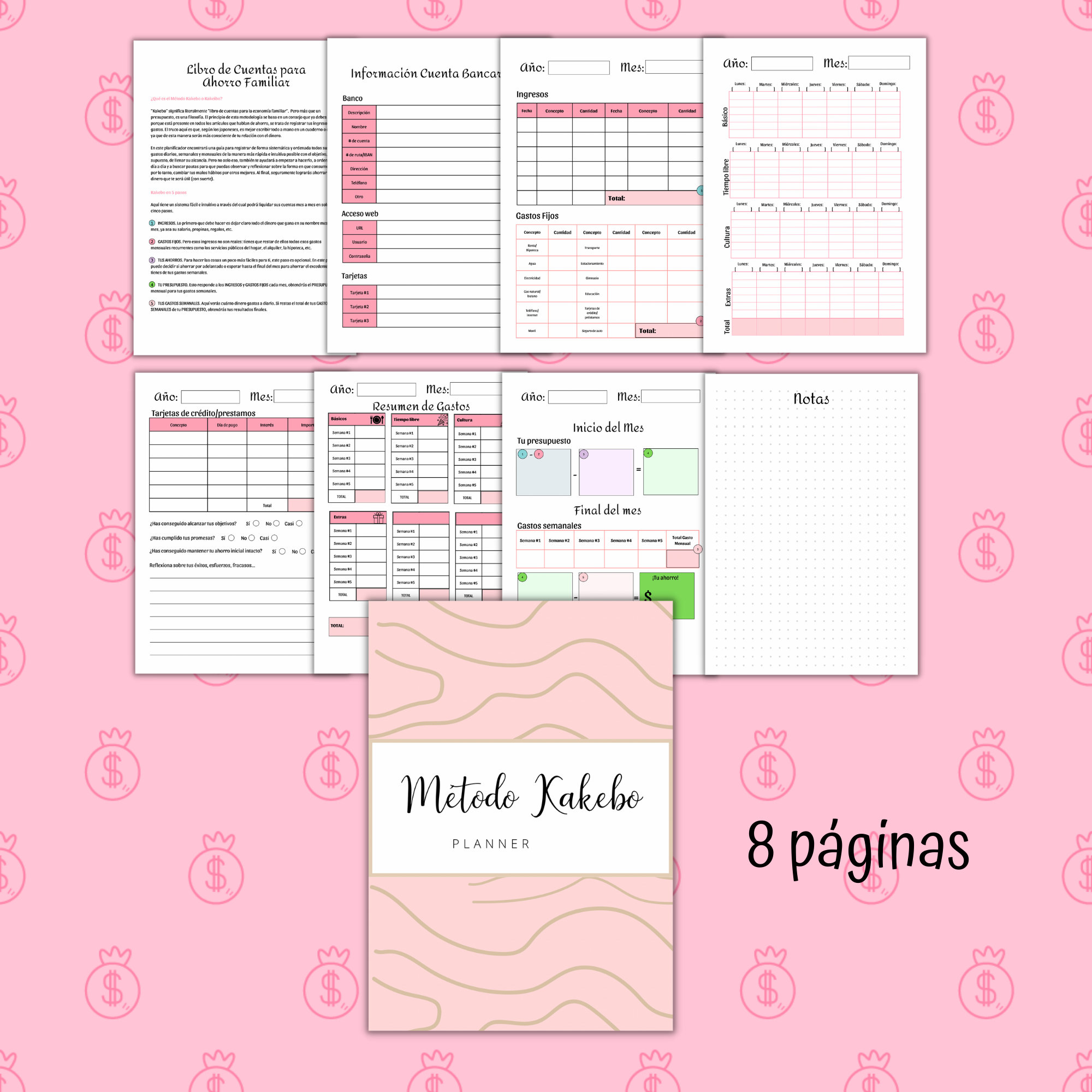 Expense and Savings Planner in Spanish, Japanese Kakebo Savings Method ...