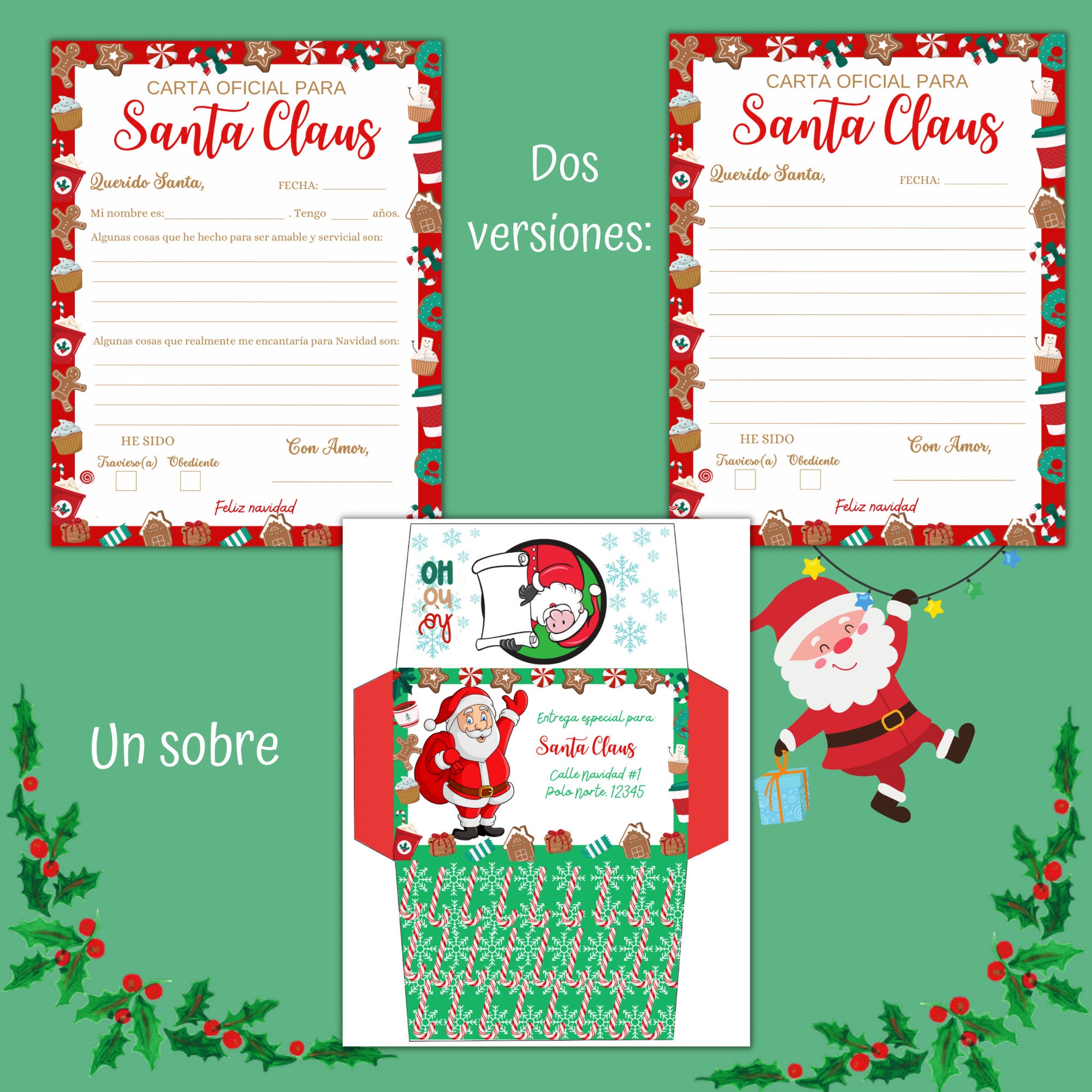 Carta Querido Santa, Carta para Santa Claus, Descarga Instantánea e ...