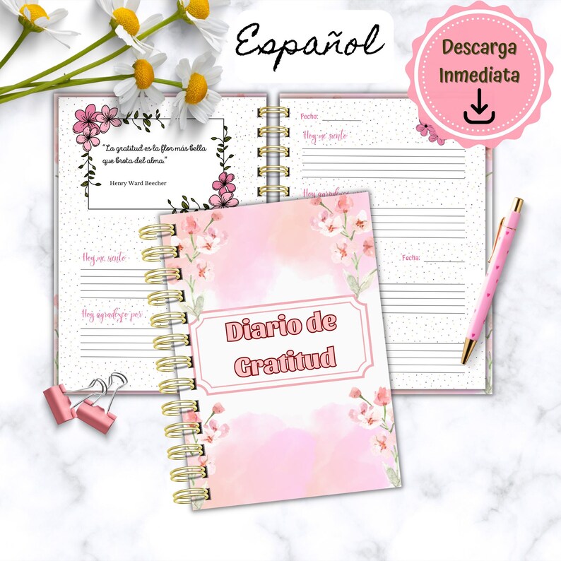 Printable Gratitude Journal in Spanish, Gratitude Journal, Wellness ...