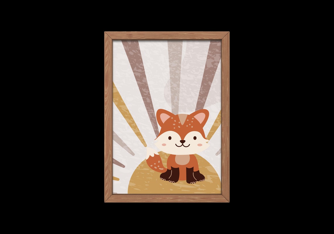 Cute Baby Animals for Nursery Boho Theme Sunburst Theme Muted Colors - Etsy