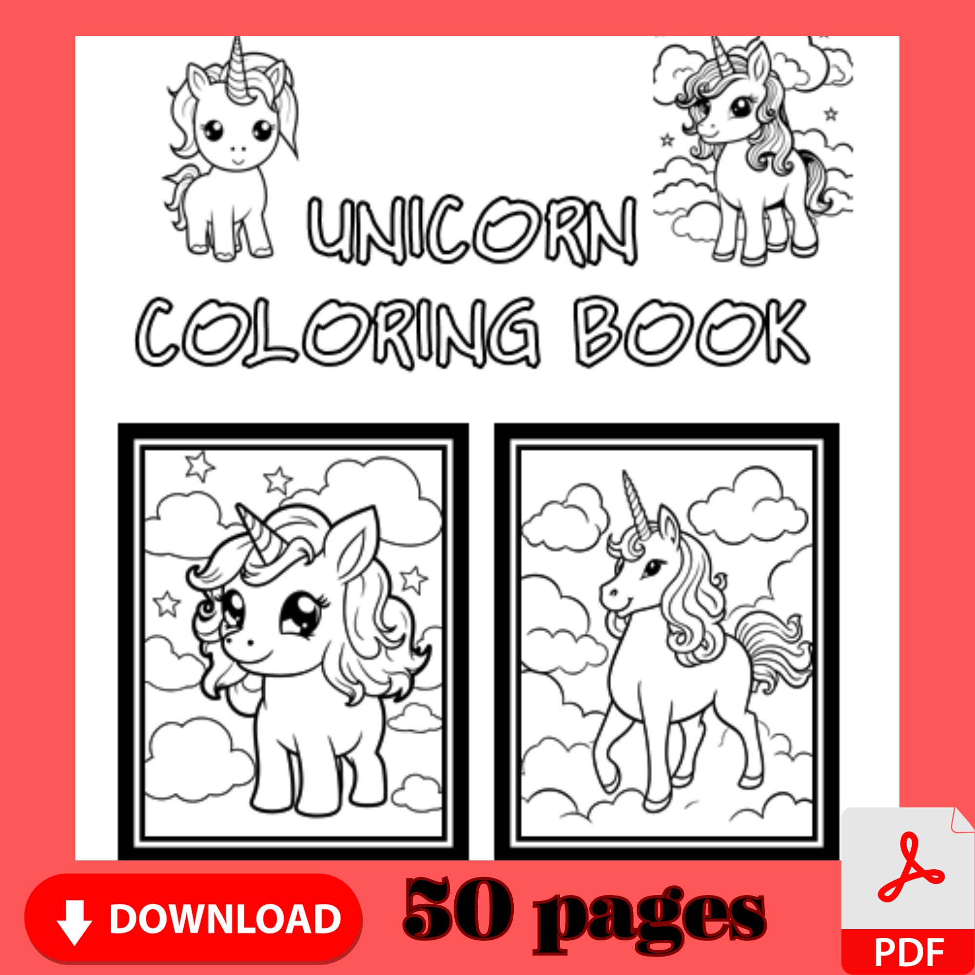 Instant Download: Cute Unicorn Coloring Pages for Kids Ideal for ...