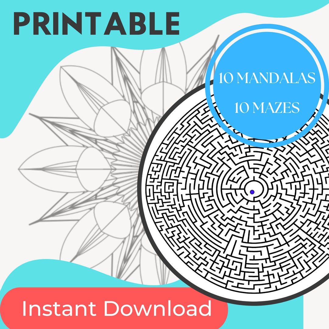 Activity Book Printable Mazes Printable Mandalas Coloring - Etsy