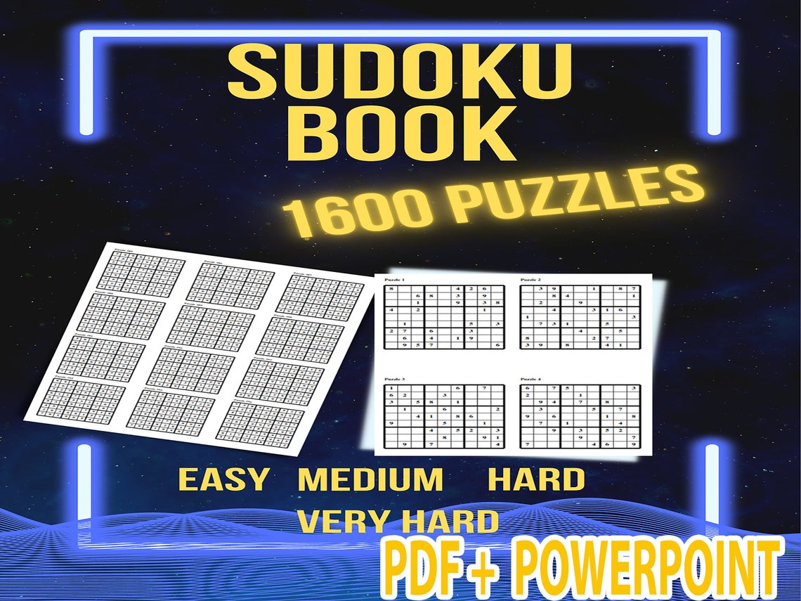 Sudoku Book Printable Easy - Medium - Hard - Very Hard 1600 Puzzles ...