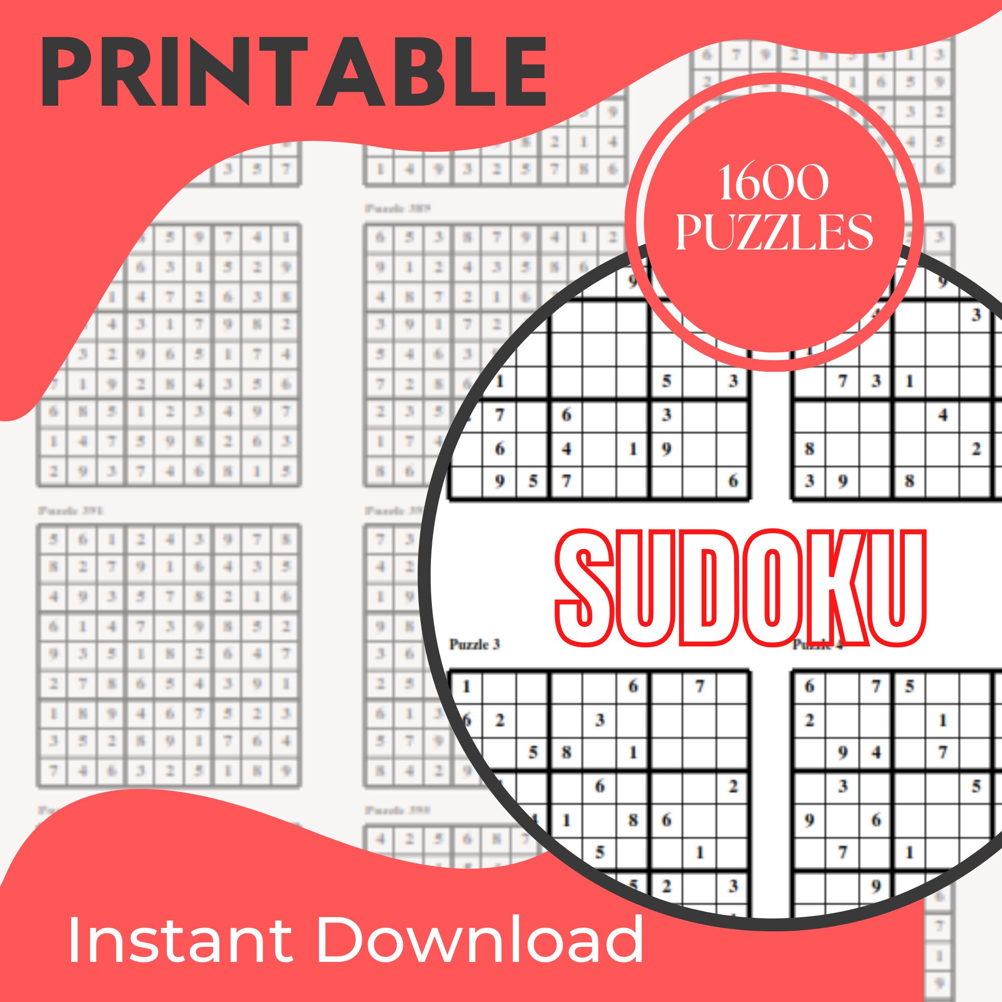 Sudoku Book Printable Easy - Medium - Hard - Very Hard 1600 Puzzles ...