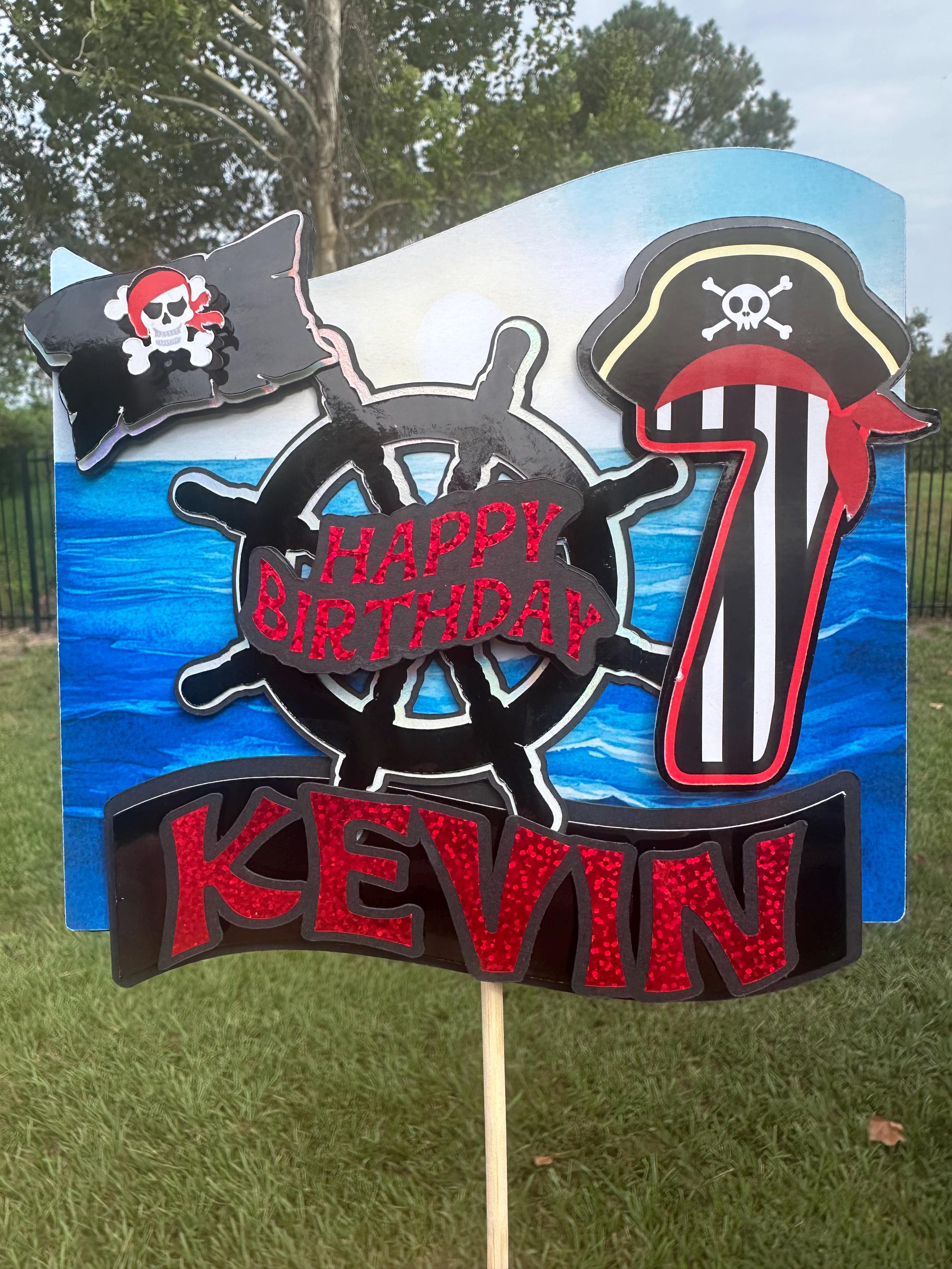 Handmade Pirate Birthday Cake Topper: Personalized 3D Pirate Ship ...