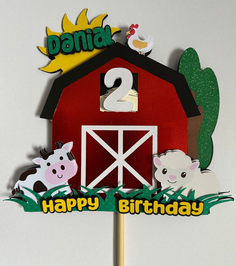 3D Barnyard, Personalized Farm Cake Topper , Animal and Barn Cake ...