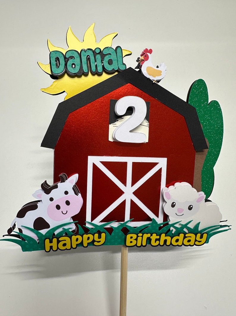 3D Barnyard, Personalized Farm Cake Topper , Animal and Barn Cake ...