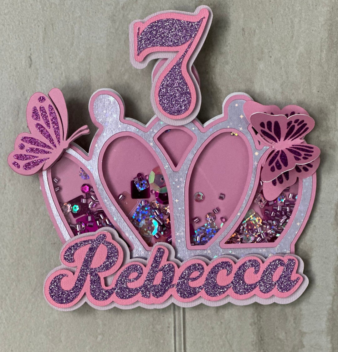 Princess Crown Cake Topper. Shaker Cake Topper. Cake Decoration. Little ...