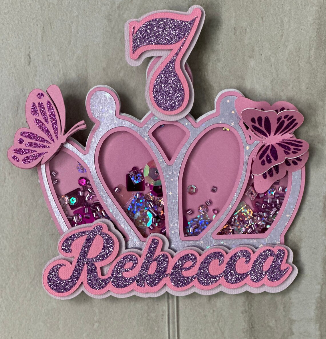 Princess Crown Cake Topper. Shaker Cake Topper. Cake Decoration. Little ...