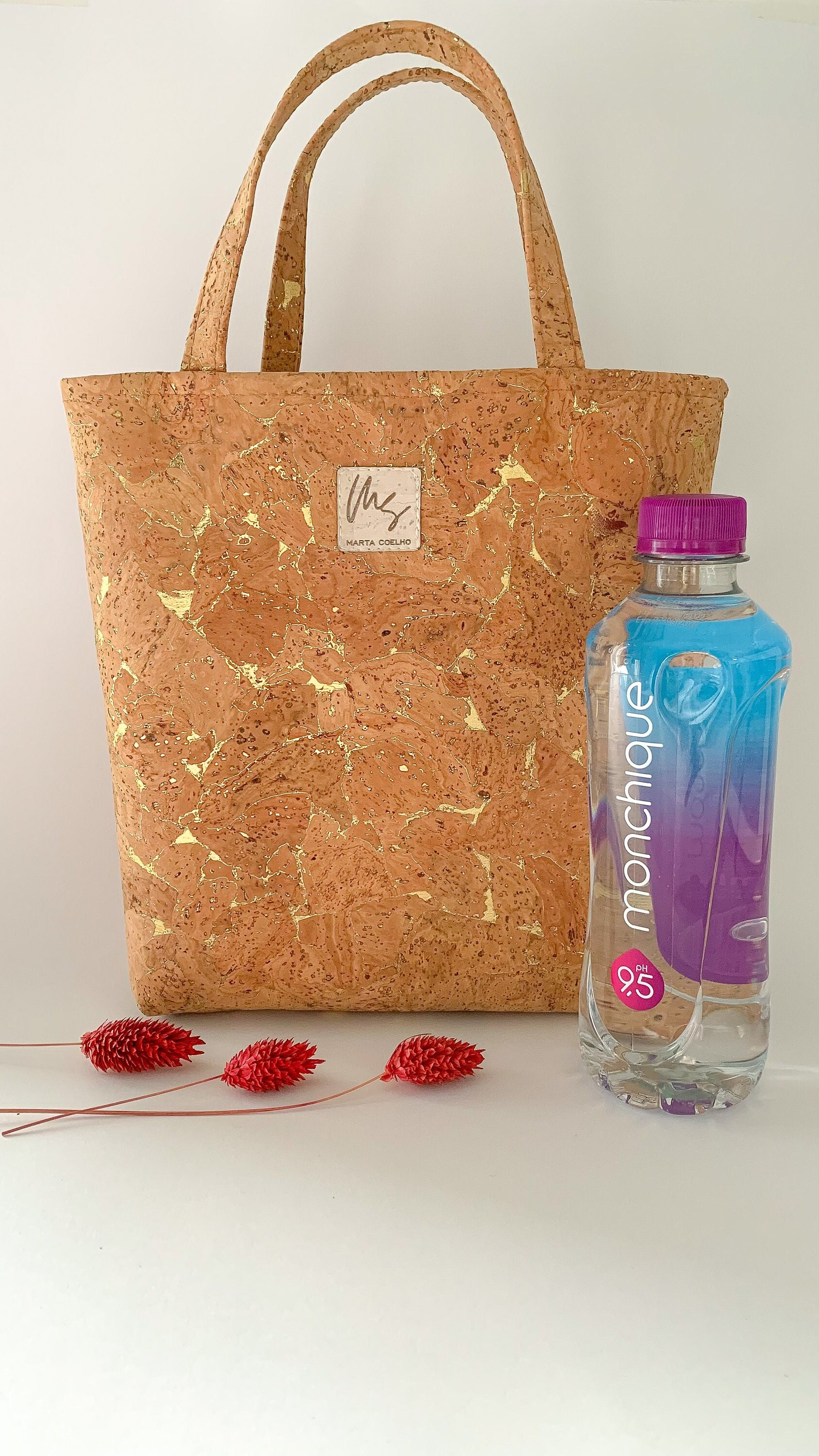 Mini Cork Tote Bag - Natural Cork With Gold | Vegan Leather Mini Bag ...