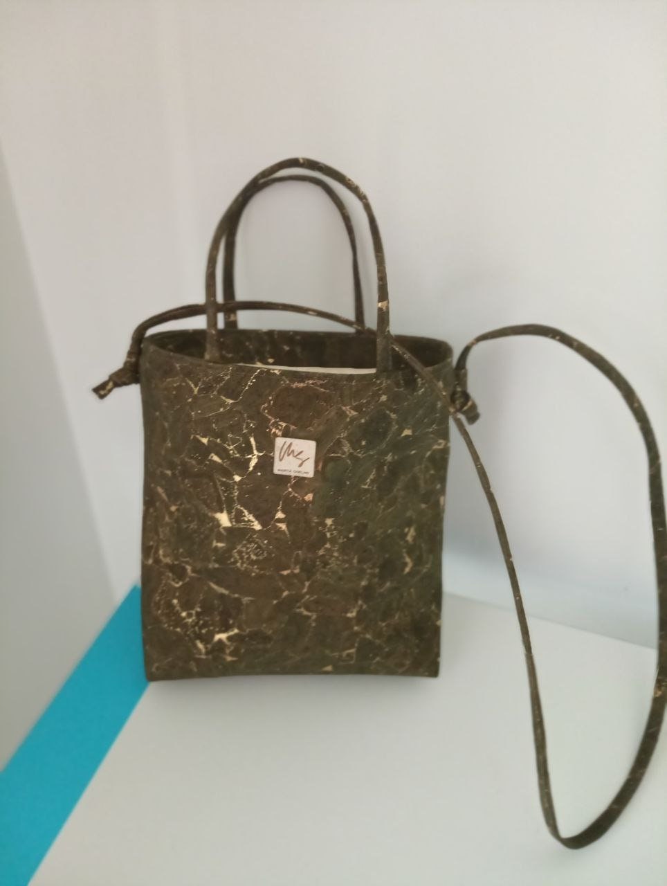 Mini Cork Tote Bag Natural Cork With Gold Vegan Leather Mini Bag Cork ...