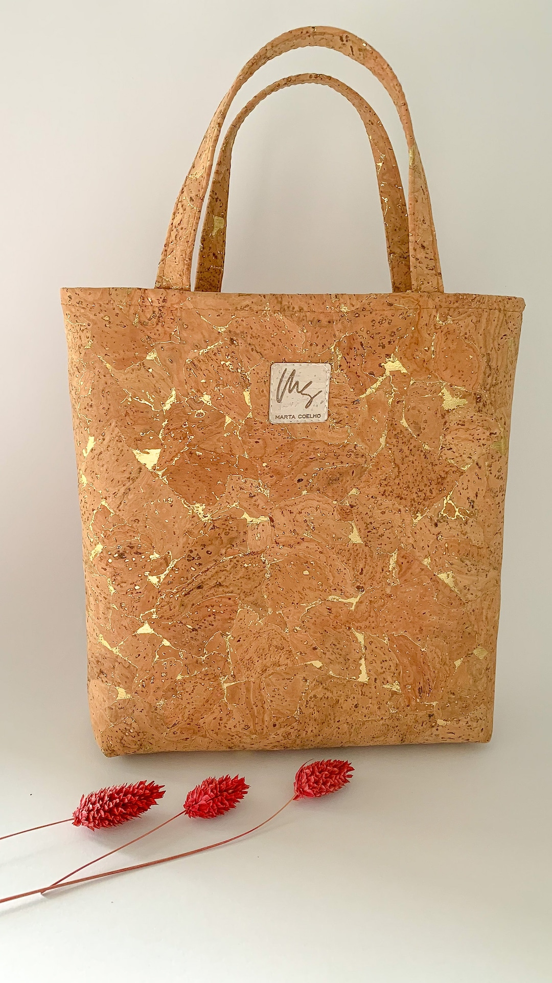Mini Cork Tote Bag - Natural Cork With Gold | Vegan Leather Mini Bag ...