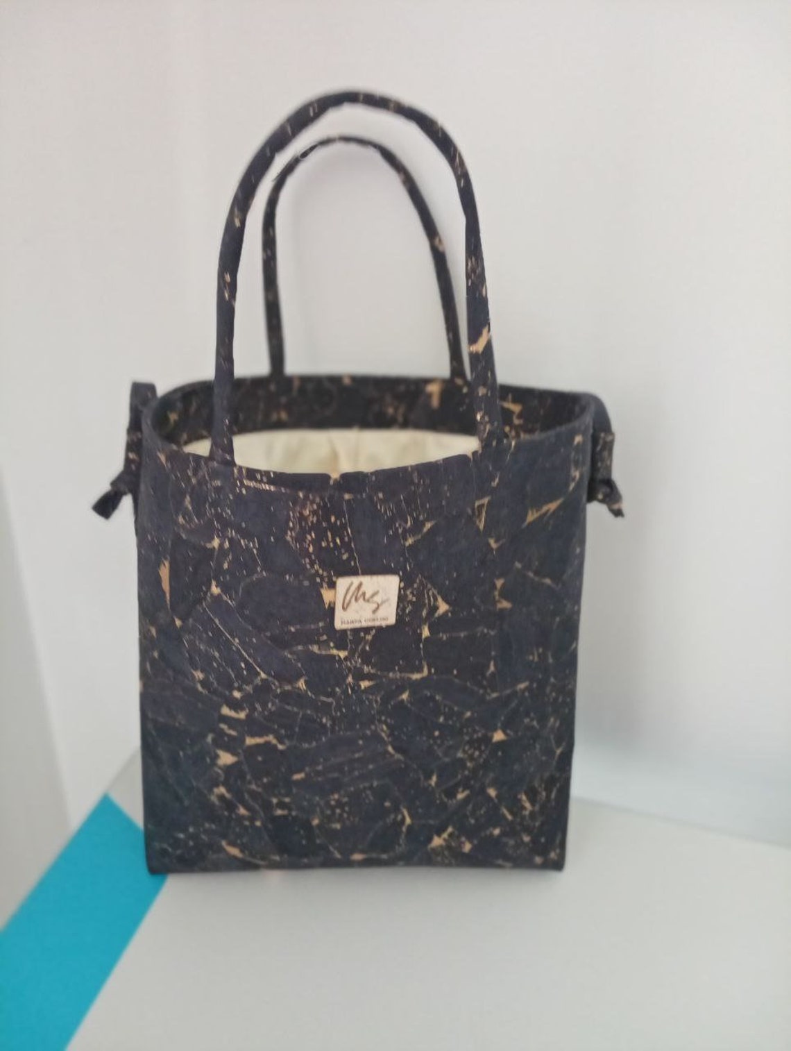 Mini Cork Tote Bag Natural Cork With Gold Vegan Leather Mini Bag Cork ...