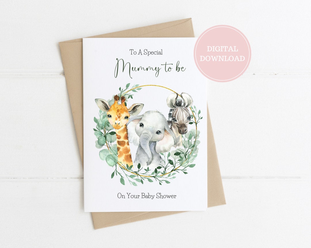Cute Safari Animals Baby Shower Card, Mummy to Be, Neutral Baby Card ...