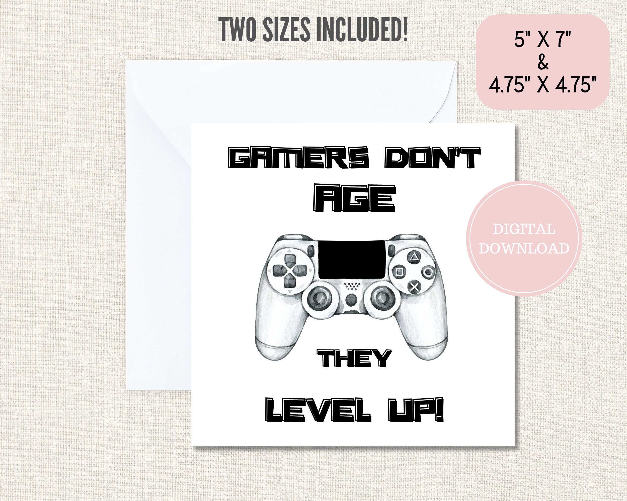 Gaming Card, Gamers Don't Age Card, Level up Card, Gaming Controller ...