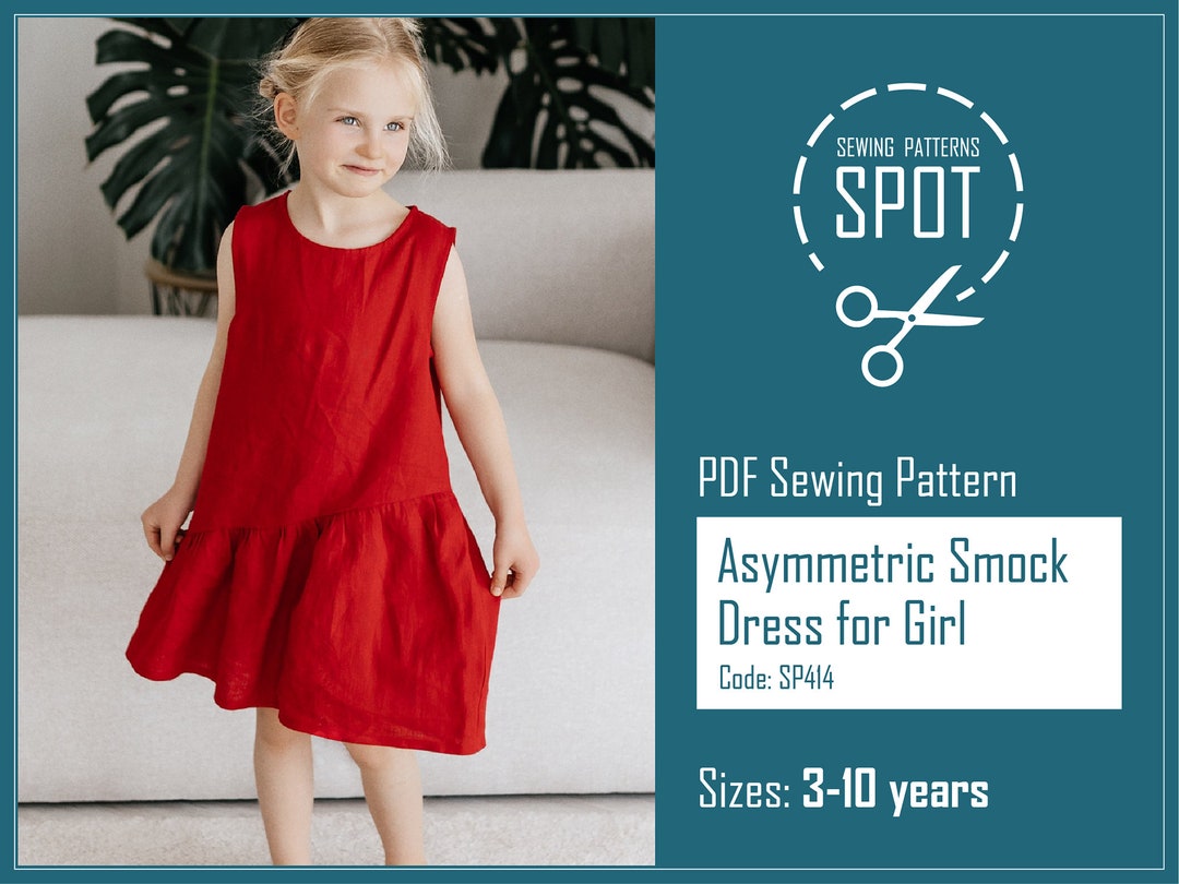 Asymmetric Smock Dress EMMA PDF Sewing Pattern, 3-10 Years, Instant ...