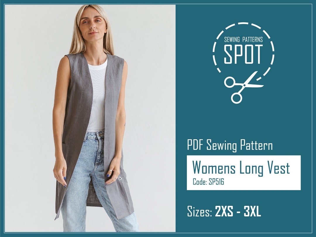 Sleeveless Cardigan for Women Sewing Pattern, 2XS-3XL, Instand Download ...