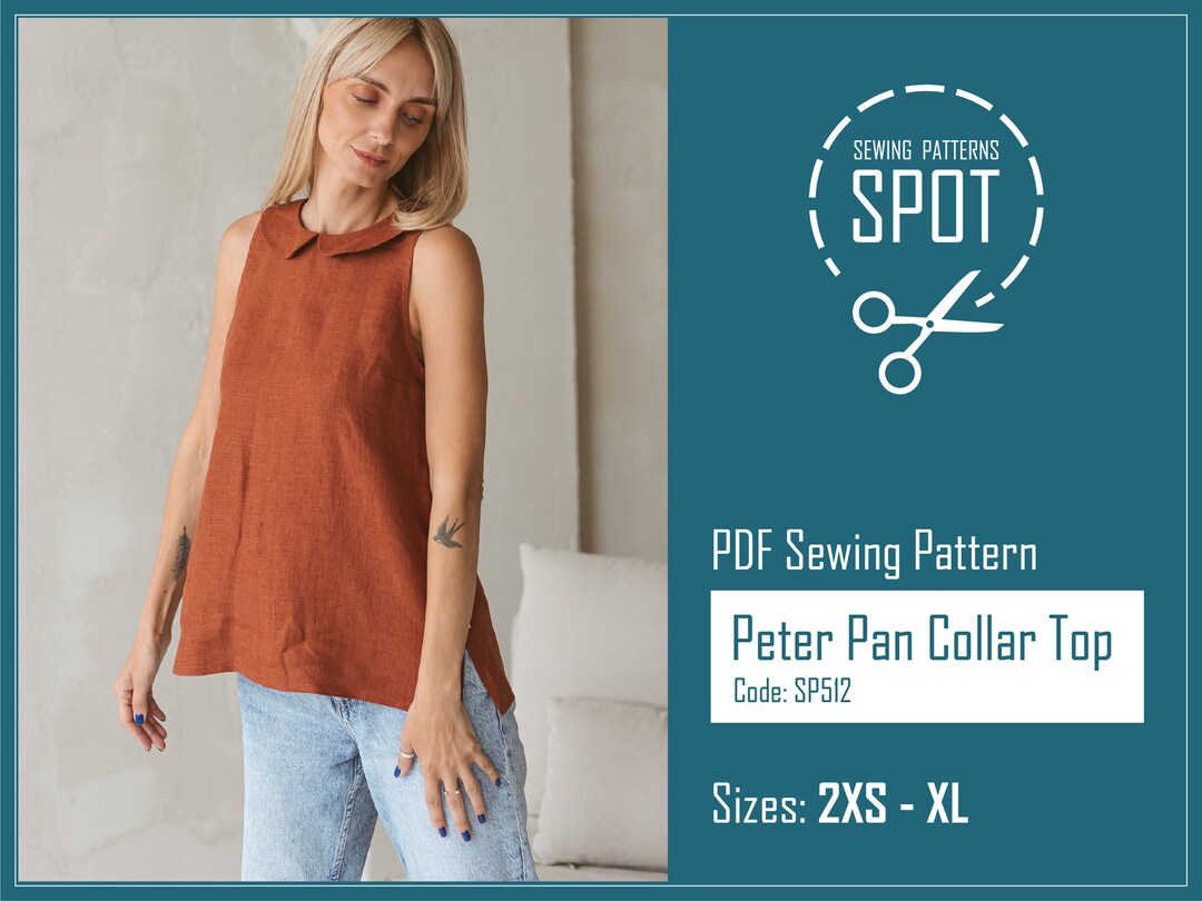 Peter Pan Collar Top PIPPA Sewing Pattern, 2XS-XL, Instand Download ...