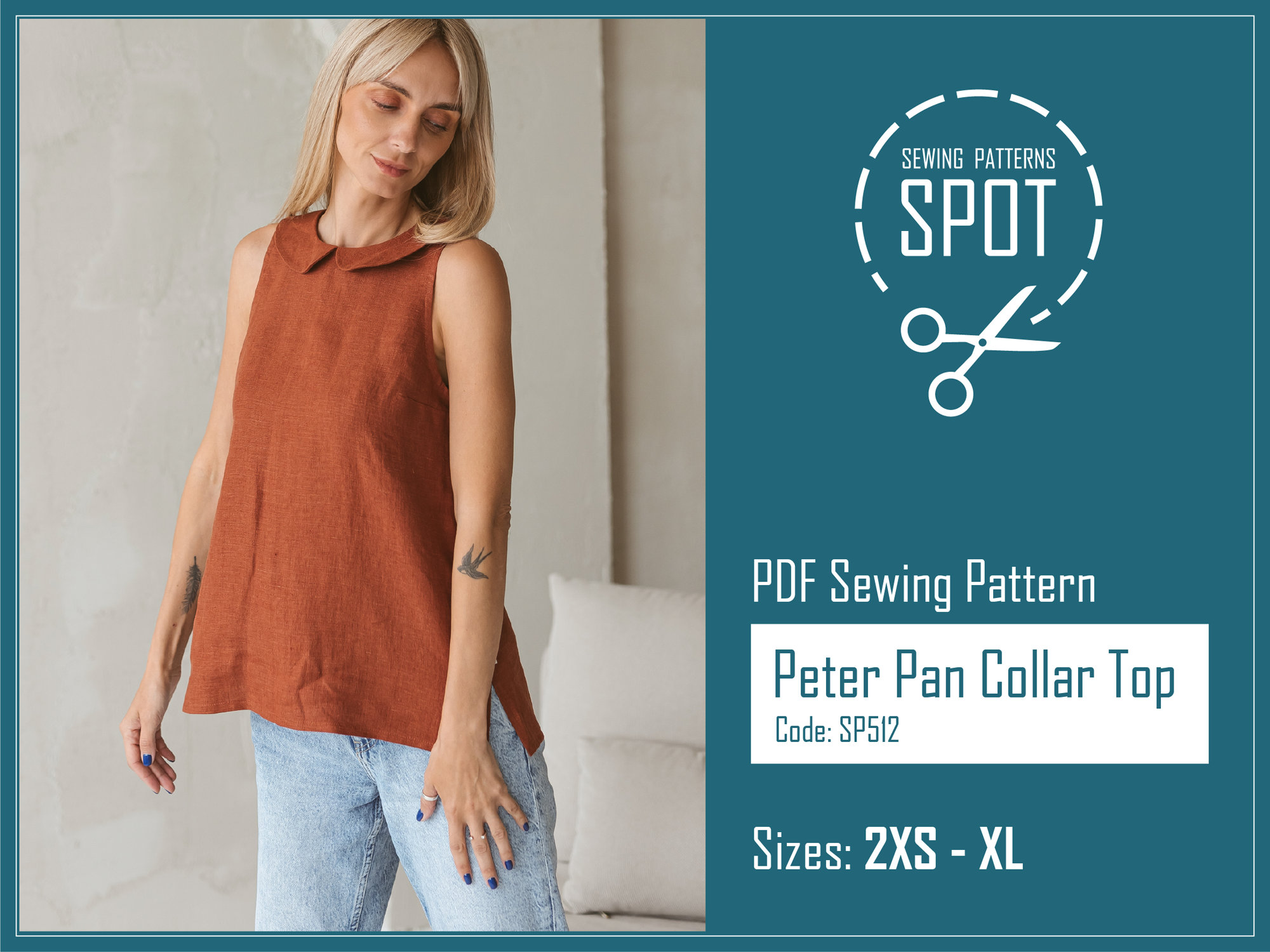 Peter Pan Collar Top Sewing Pattern Sudley Blouse & Elsewhere