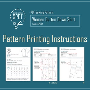Women Button up Shirt PDF Sewing Pattern, Instand Download, XS-XL ...