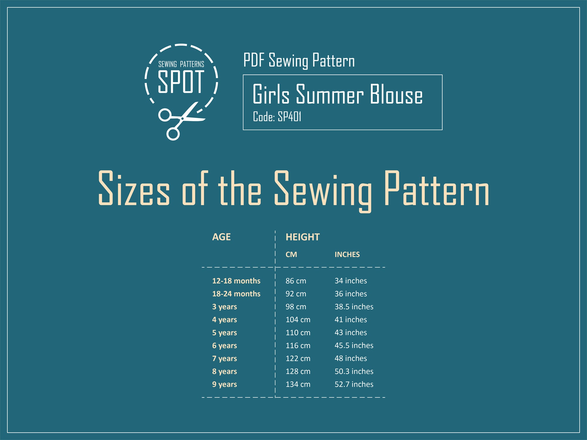 Girls Linen Blouse Sewing Pattern, 1-9 Years, Instant Download PDF ...