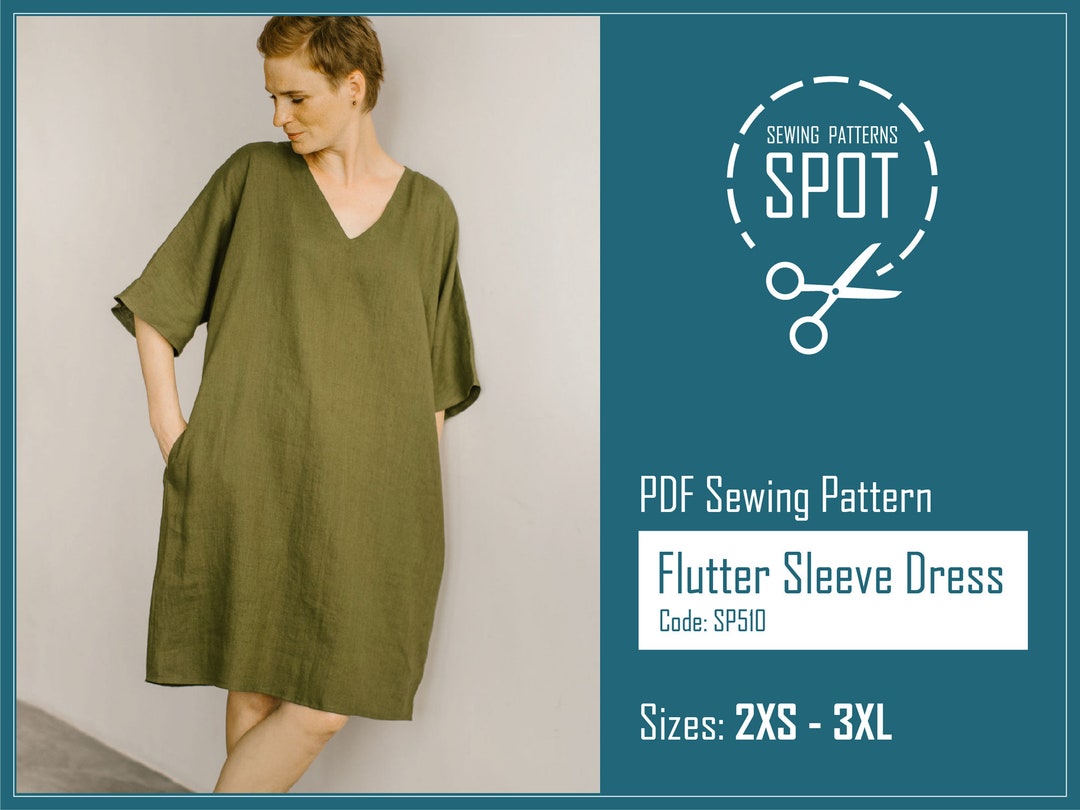 Womens Plus Size Linen Dress PDF Sewing Pattern, Kimono Sleeve ...