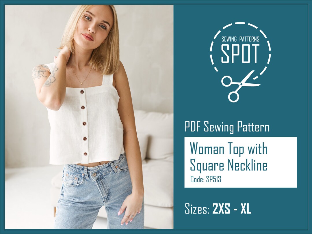 Crop Top THEODORA Sewing Pattern, 2XS-XL, Instand Download, Sewing ...