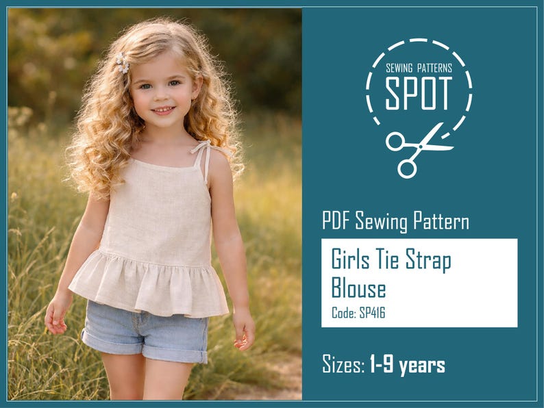 Girls Ruffle Top PDF Sewing Pattern | Toddler Tie Strap Blouse Pattern ...