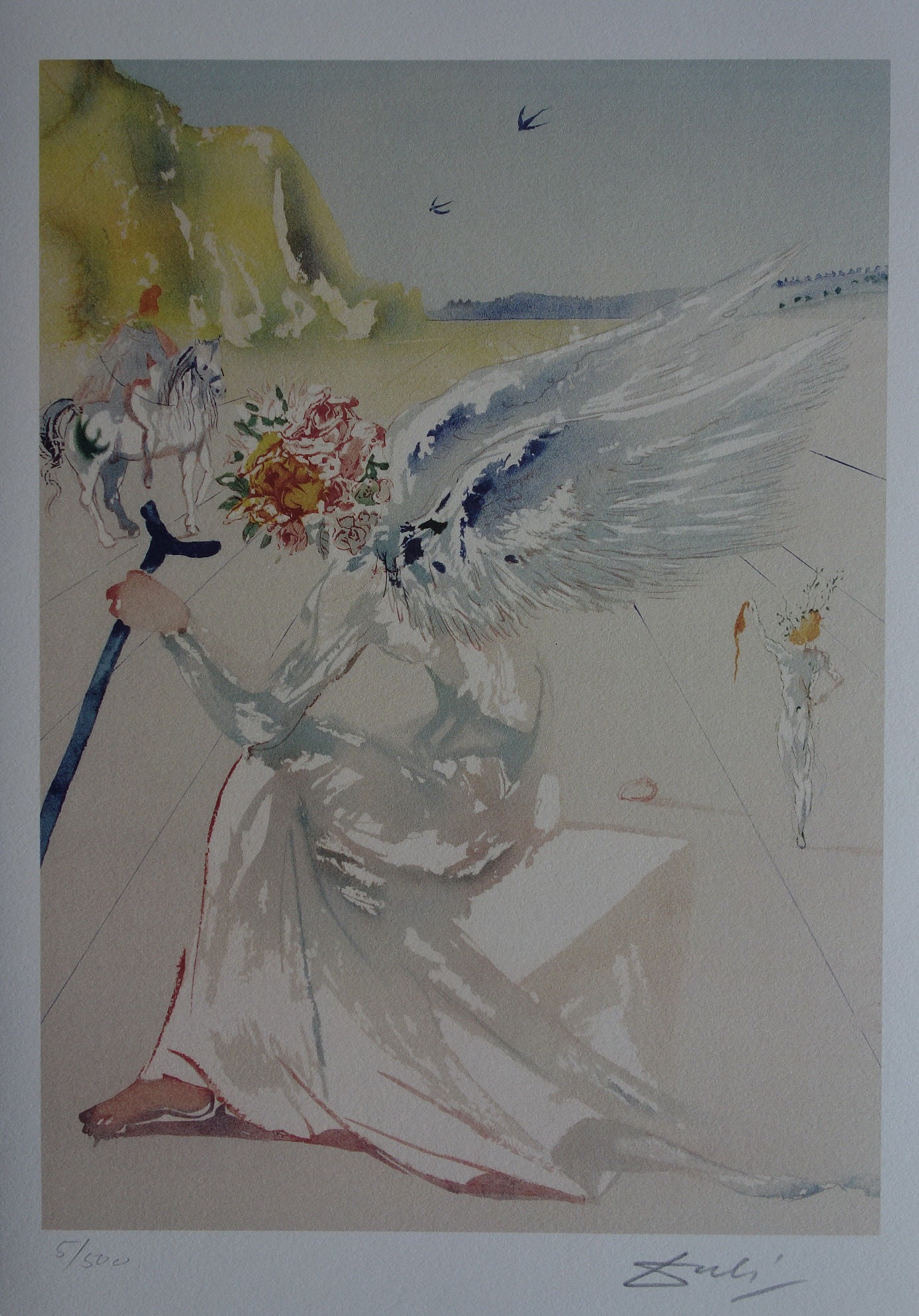 Fine Surrealist Limited Edition Print, Angel, Salvador Dali, Signed ...