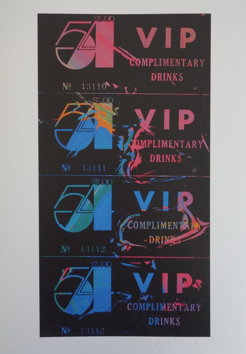 Fine Pop Art Limited Edition Print – Studio 54 VIP Tickets, Andy Warhol ...