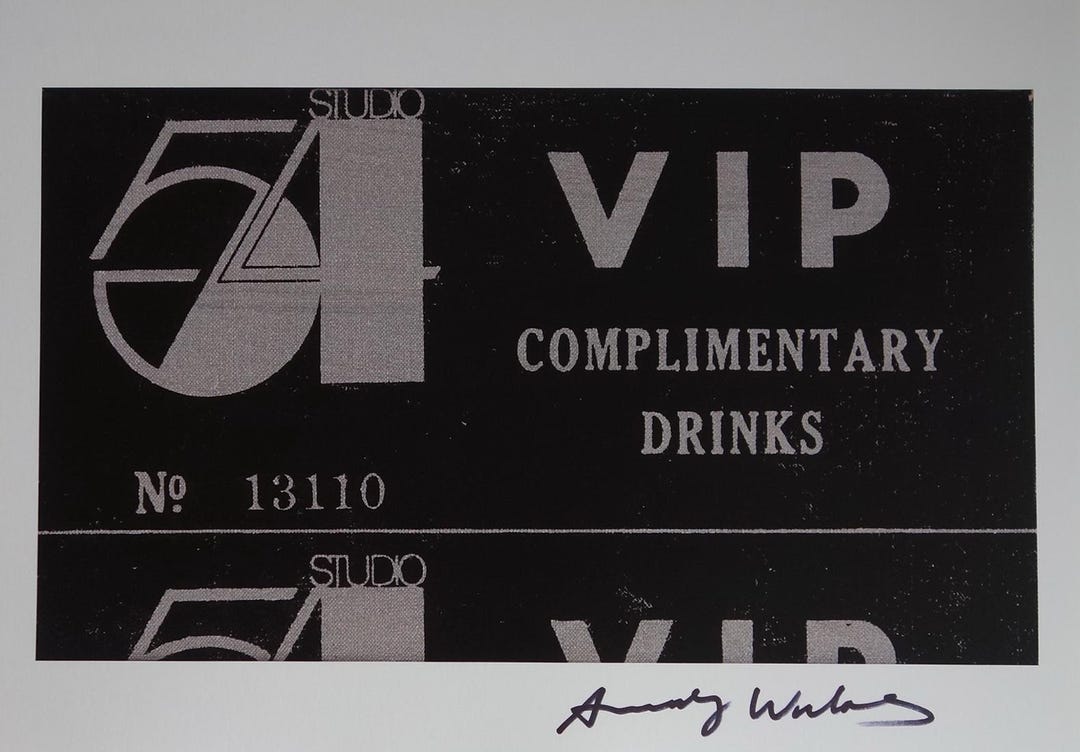Fine Pop Art Limited Edition Print - Studio 54 VIP Tickets, Andy Warhol ...