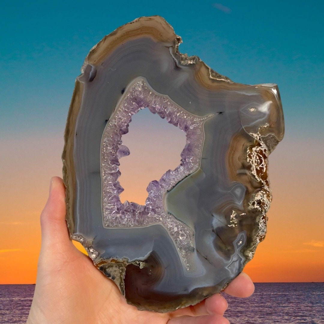 Amethyst/agate Geode Slice - Etsy