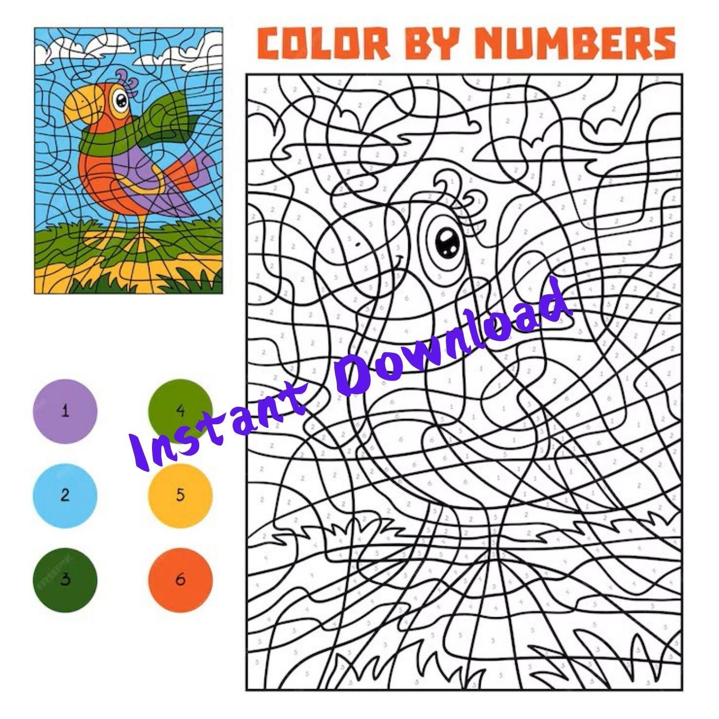 New Color by Number Coloring Pages Collection, Book for Kids, Printable ...
