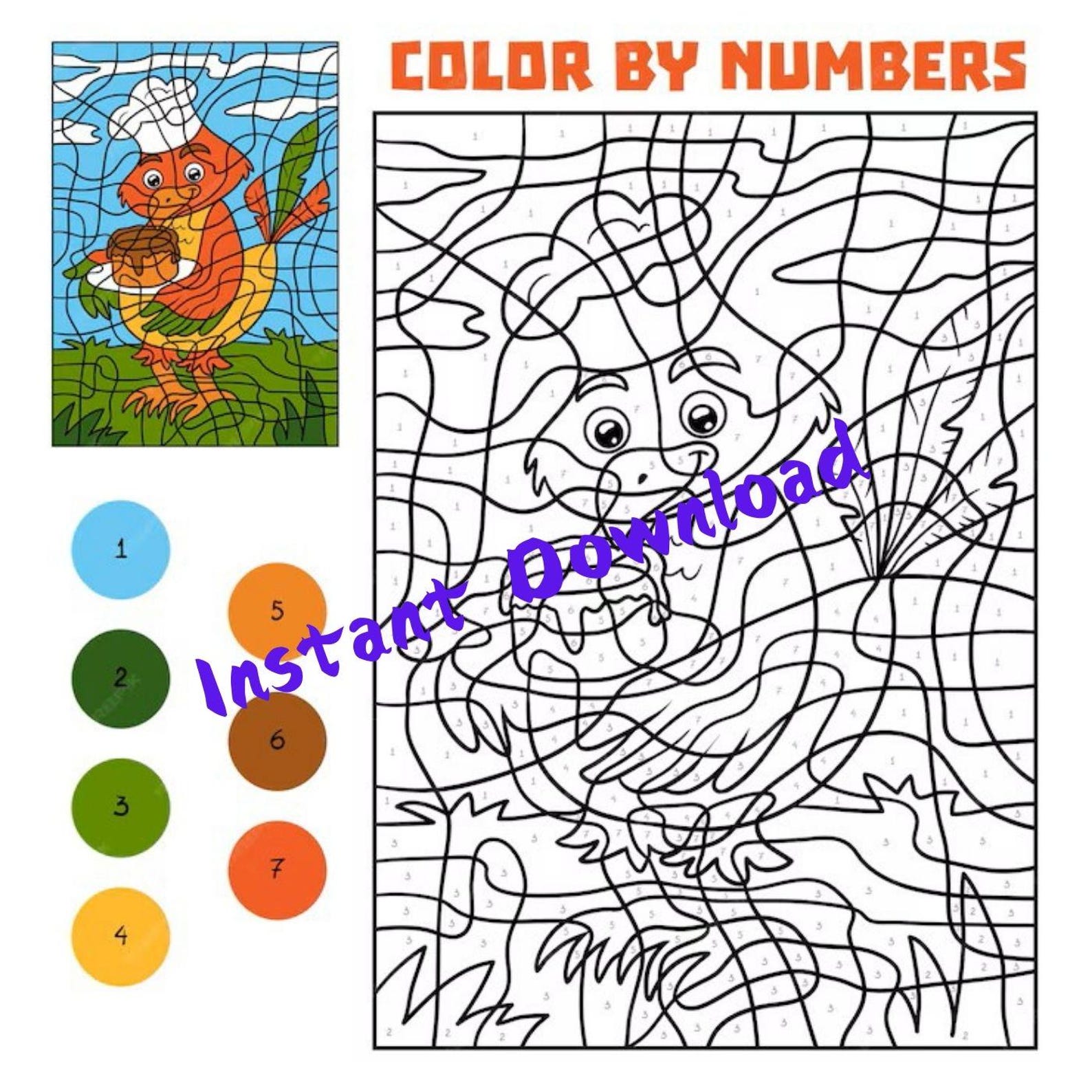 New Color by Number Coloring Pages Collection, Book for Kids, Printable ...