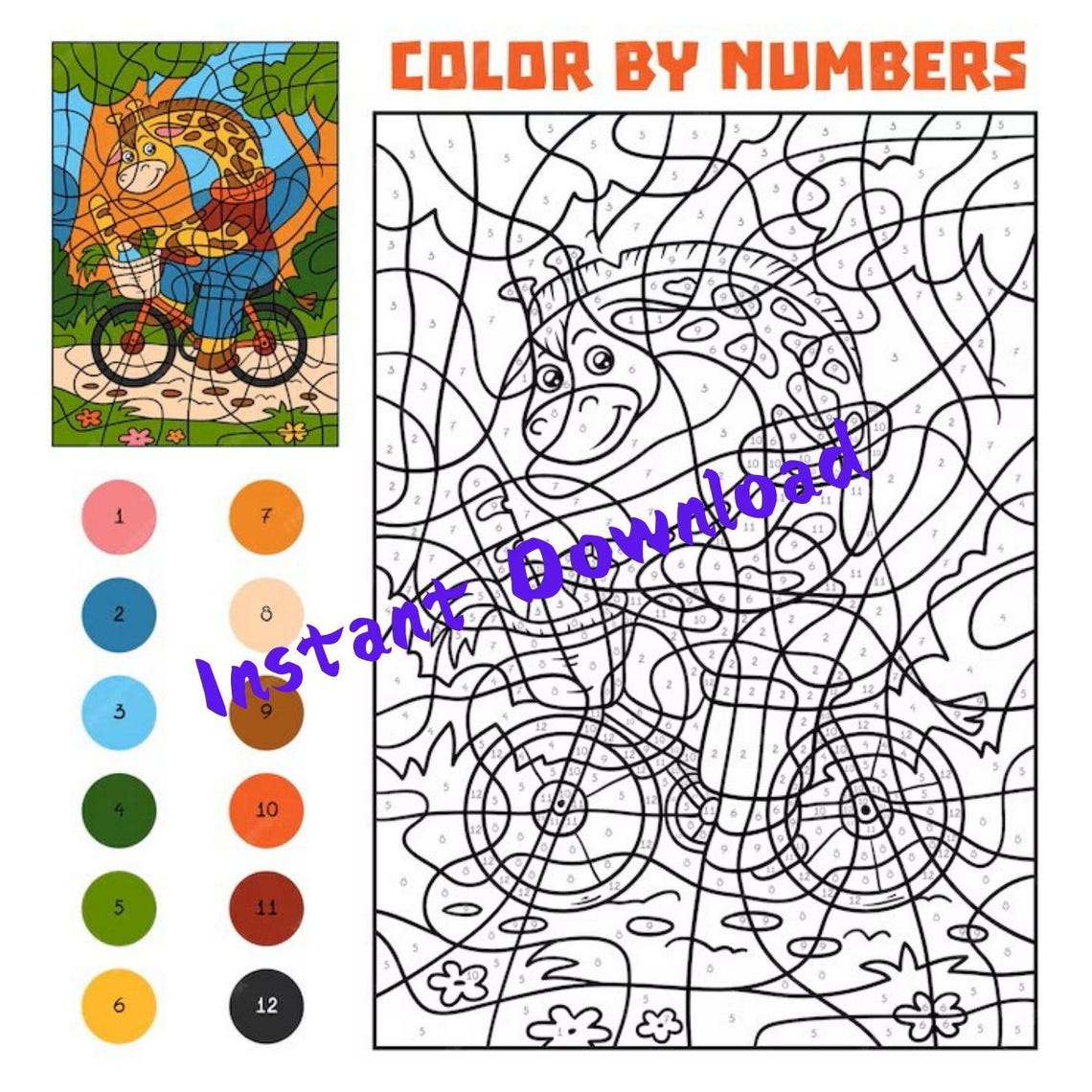 New Color by Number Coloring Pages Collection, Book for Kids, Printable ...
