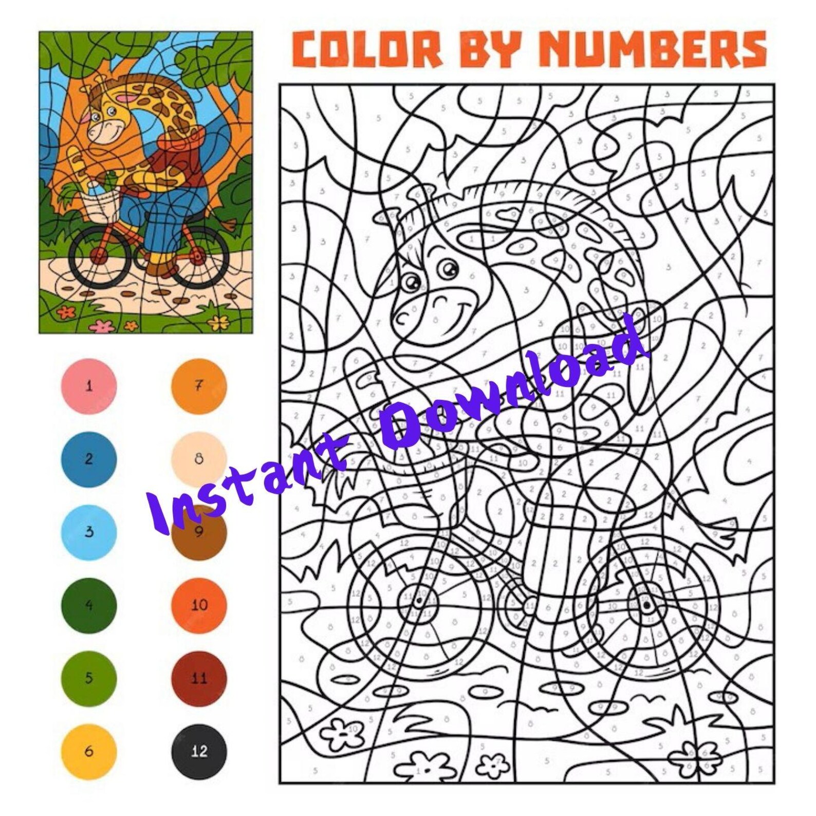 New Color by Number Coloring Pages Collection, Book for Kids, Printable ...