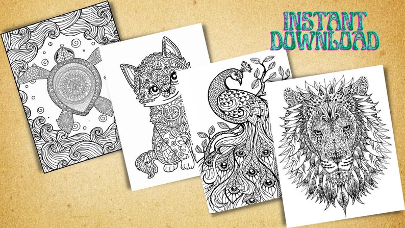 Animal Mandala Coloring Pages for Adult With 15 Beautiful Animal ...